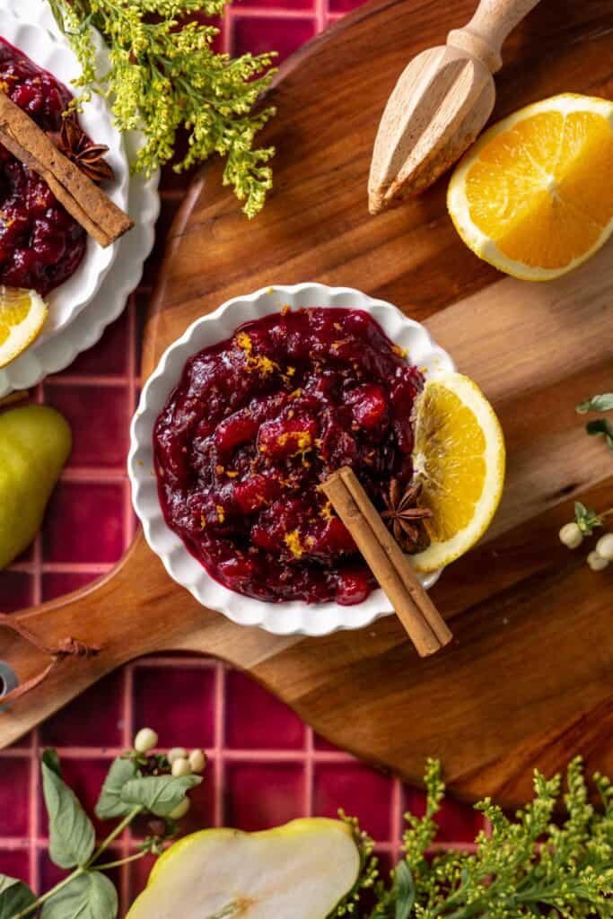 Spiced Cranberry Sauce with Pears - Essence Eats